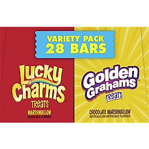 Golden Grahams Lucky Charms Breakfast Cereal Treat Bars Variety Pack, 28 ct