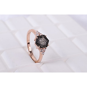 Natural Hexagon Rutile Ring Engagement Cluster Ring Women Wedding Jewelry Simple Quartz Ring Statement Gift For Women BY KANISHKA GEMS JEWELS
