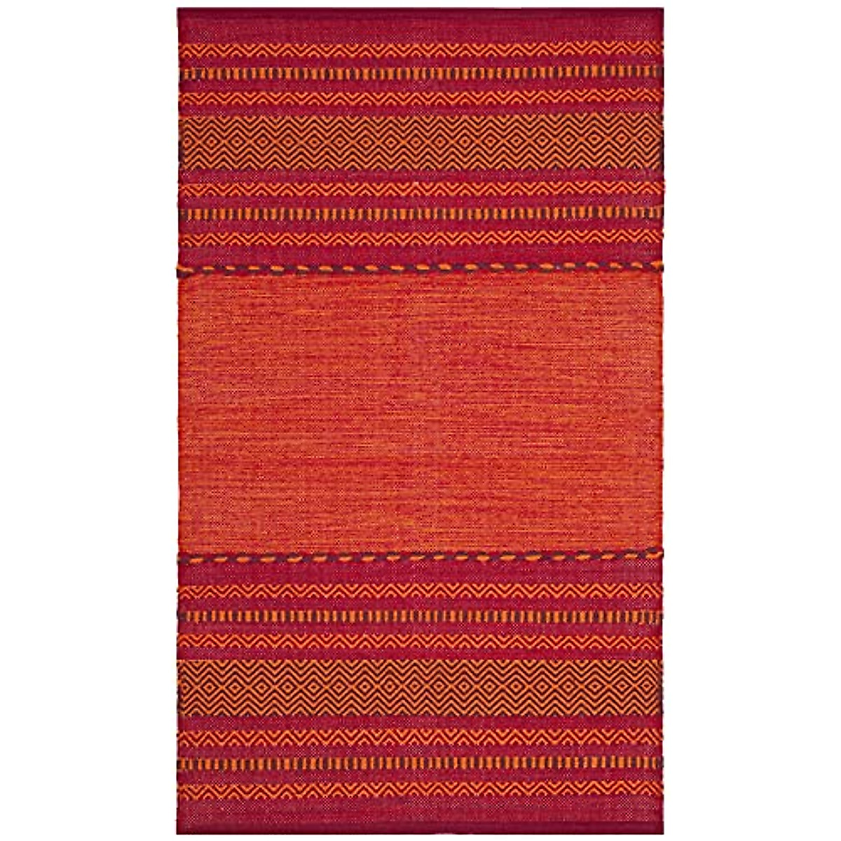 SAFAVIEH Montauk Collection Accent Rug - 3' x 5', Orange & Red, Handmade Flat Weave Cotton, Ideal for High Traffic Areas in Entryway, Living Room, Bedroom (MTK215A)
