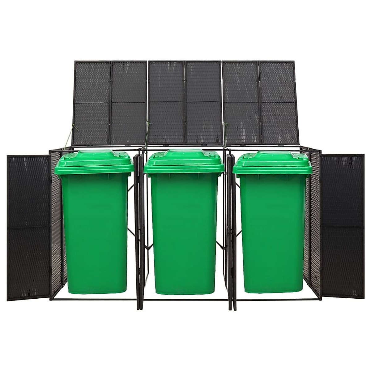 loibinfen Garbage Can Storage, Trash Can Enclosure, Garbage Can Shed for Outdoor Patio Yard Garden, Triple Wheelie Bin Shed Black 81.5"x31.5"x46.1"