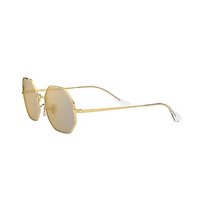 Ray-Ban Rb1972 Octagon Evolve Polarized Sunglasses, Gold/Photochromic Dark Grey Mirrored Gold, 54 mm