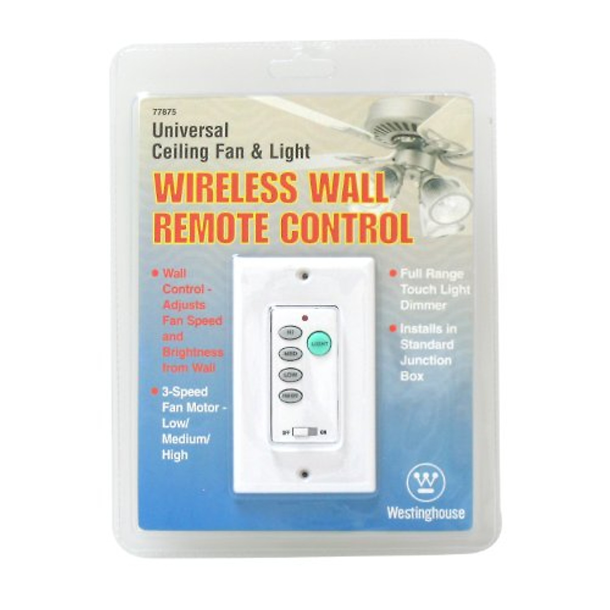 Westinghouse 7787500 Wireless Ceiling Fan and Light Wall Control
