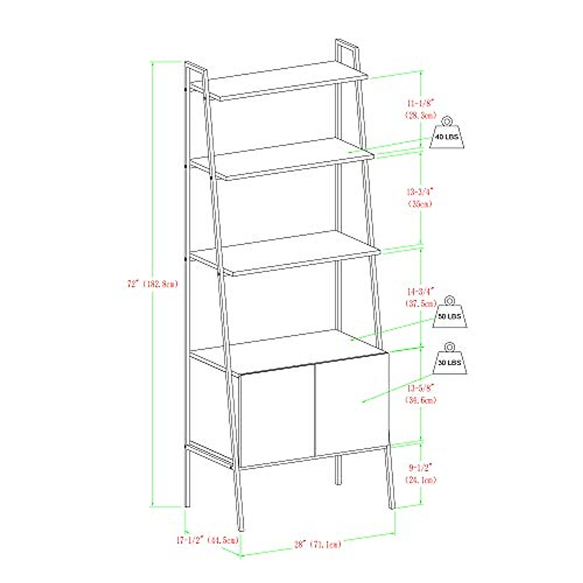 Walker Edison Industrial Wood Ladder Bookcase Home Office Workstation, 72 Inch, Dark Walnut