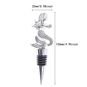 brandname SCRTB Mermaid Wine Stopper 2 Pcs Wine Bottle Stopper,Champagne Cork,Wine Stopper,Reusable Beverage Bottle Stopper,Mermaid Gifts for Women,Silicone Wine Stopper, Silver