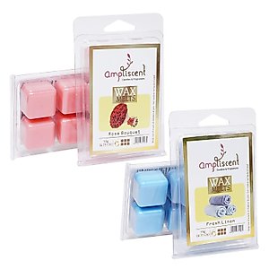 Ampliscent Scented Wax Melts -Wax Cubes Warmer|Candle Wax Air Fresheners|Scented Natural Soy Wax Melt Cubes Fresh Linen and Rose Bouquet - Set of 2 (2.5 oz)
