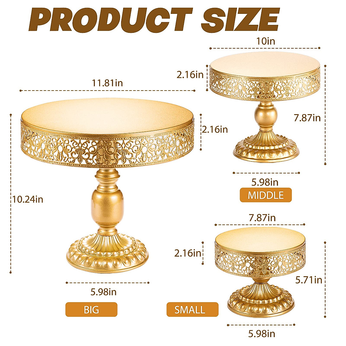 Tcomhk Gold Cake Stand Set-3 Pcs Gold Cupcake Stand-Gold Dessert Table Display Set Table Decoration Display Tower Plate for Baby Shower, Wedding, Birthday Party, Chrismas Celebration