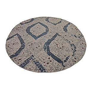 Unique Loom Estrella Collection Modern Abstract Cream Round Rug (8' 0 x 8' 0)