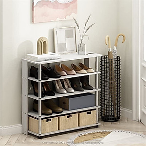 Furinno Turn-N-Tube 3-Tier Compact Multipurpose Shelf Display Rack with Classic Tube, Black/Grey