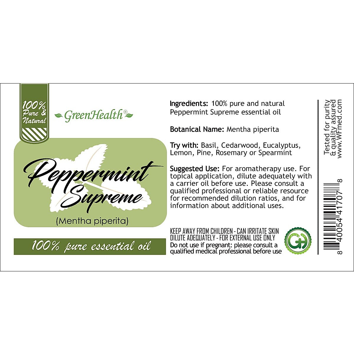1 fl oz Peppermint Essential Oil (Mentha Piperita) (100% Pure & Uncut) - GreenHealth