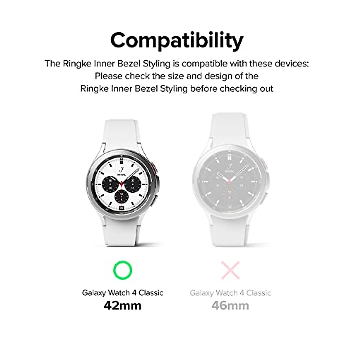 Ringke Inner Bezel Styling Compatible with Samsung Galaxy Watch 4 Classic 42mm, Stainless Steel Anti-Scratch Inner Bezel Ring Protective Cover - 42-IN-03 (ST) Silver