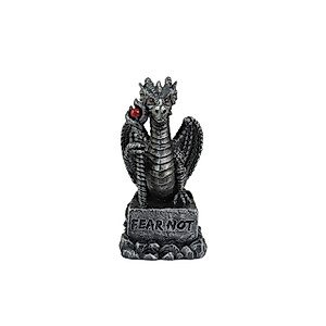 DWK Pewter Dragons Motivational Gothic Decor Mini Figurines | 4 Piece Set Medieval Home Decor and Dragon Garden Decor | Medieval Mini Statues Gifts for Meditation - 5"