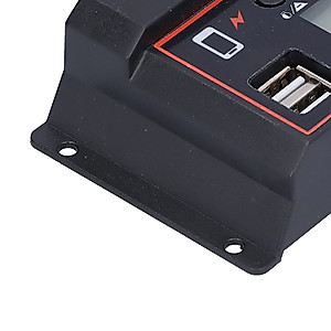 Walfront Smart Controller 3A Dual USB Solar Battery Panel Charging Protection Device Solar Battery Regulator with LCD Display 12V/24V(30A), Solar Controller