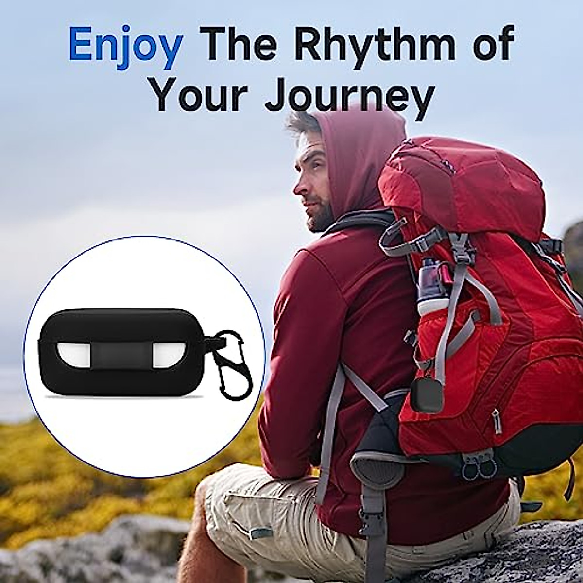 LDSXAY Compatible with Echo Buds 2023 Case Cover, Soft Silicone Shockproof Protective Case Skin for All-New Echo Buds (2023 Release) Charging Case with Carabiner, Front LED Visible (Black)