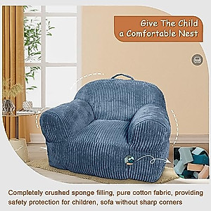 Louis Donné Bean Bag Sofa Chair, Ultra-Soft Foam Filling Arm Chair, Reading Couch for Kids, Teens and Adults, Lazy Sofa for Living Room, Bedroom - Blue