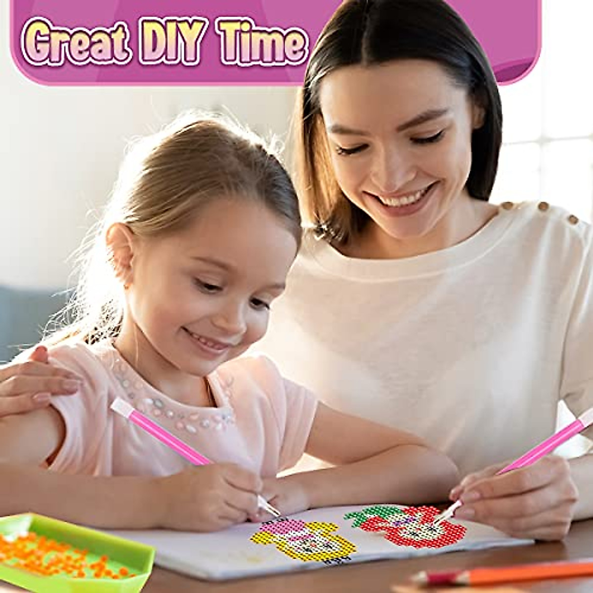 Innofans DIY Stickers for Kids - Craft Gifts for Mom, Unicorn Big Gem Diamond Painting Kit with 27 Cute Water Bottle Stickers & 3 Keychains, Kids Crafts, Unicorn Toys, Crafts for Girls Age 4-8, 8-12