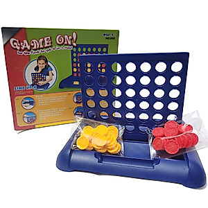 SHUYUE 4 in A Row Board Games Foldable Line up 4 Toys Children's Educational for Kids Blue