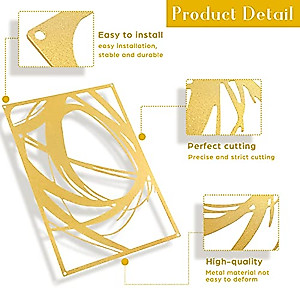 Geelin 3 Pcs Metal Wall Decor 16 x 11 Inch Abstract Metal Wall Art Modern Minimalist Geometric Wall Decor 3D Textured Metal Wall Sculptures for Home Bathroom Living Room Bedroom Dining (Gold)