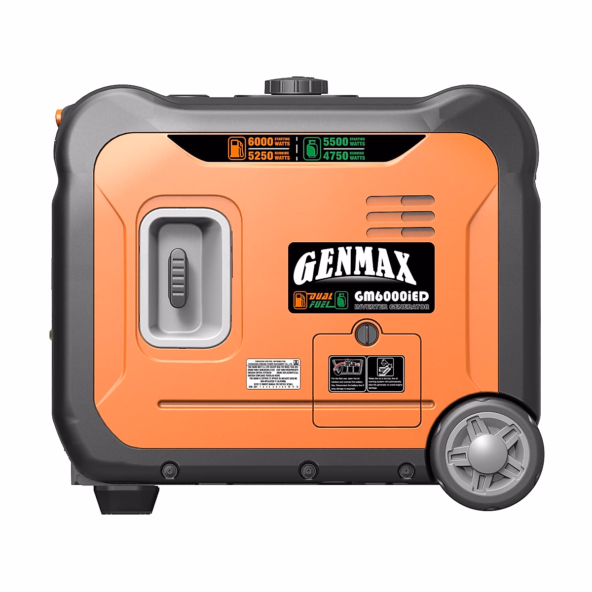 GENMAX Portable Generator, 6000W Super Quiet Dual Fuel Portable Engine with Remote/Electric Start, Ultra Lightweight for Backup Home Use & Camping Travel Outdoor .EPA Compliant(GM6000iED)