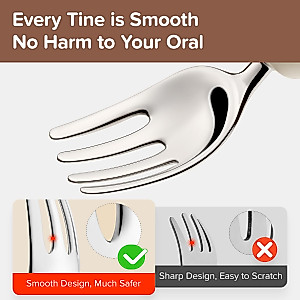 Thyseed Toddler Utensils Fork Spoon Set Kids Self Feeding Flatware with Case Stainless Steel Orange 1 Pack