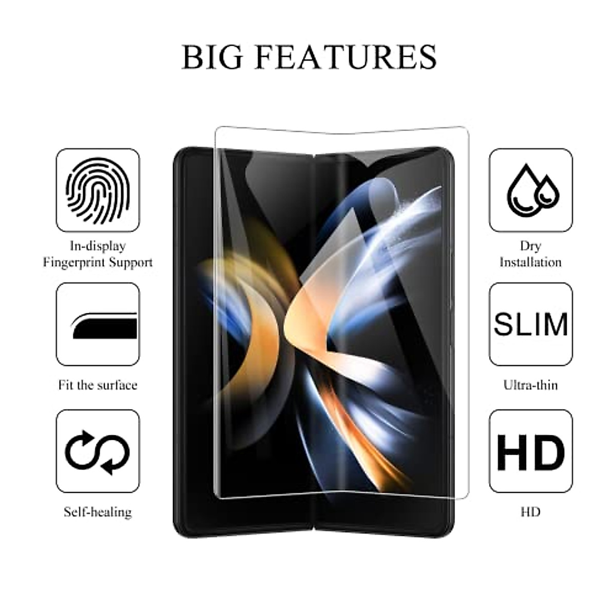SURBUID [2 Pack] Samsung Galaxy Z Fold 4 Screen Protectors Flexible Soft Inner Screen EPU Protective Film Full Coverage Clear Bubble-Free Case Friendly Screen Protector for Galaxy Z Fold 4, 7.6-Inch