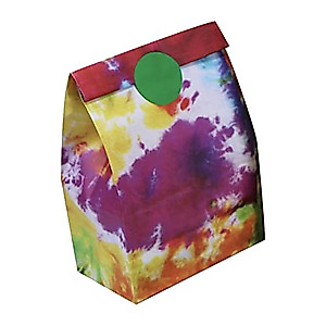 ZhaoCo 24 pcs Party Favor Paper Bags, Tie Dye Wrapped Treat Bags 5.1''x3.2''x9.5'' Party Bags Goodie bags for Kids Birthday, Baby Showers, School Lunches