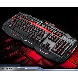 axGear USB LED Light Gaming Keyboard and Mouse Set Kit for Computer PC Multimedia Gamer