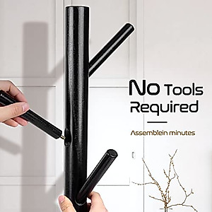 WANGMUXIA High-Grade Wooden Coat Rack, Freestanding Coat Rack with 8 Hooks and 3 Adjustable Size Tree Coat Racks for Bedroom, Hallway, Entrance, Office, for Hats, Coats, Scarves, Handbags