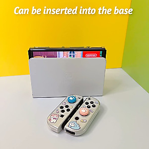 ENFILY Cute Case Compatible with Nintendo Switch OLED 2021, Dockable Case Cover, Ergonomic Soft TPU Grip Case for Joycon, Sparkle Skin Set with Screen Protector and Thumb Caps