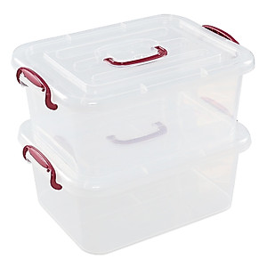 Bblina 2 Packs 8 Liters Clear Storage Boxes, Plastic Latching Container Tote with Lids