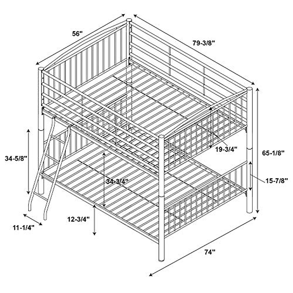 Powell Heavy Metal Bunk Bed, Full-Over-Full, Black
