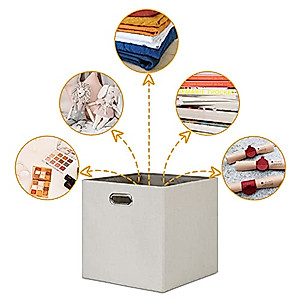 DULLEMELO Cube Storage Bins 13x13 Fabric Storage Cubes, Large Foldable Storage Cube Baskets with Dual Handles, Fabric Cube Organizer Boxes for Home Closet Shelf Bookcase,Set of 4,Light Grey
