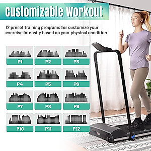 AW Foldable Electric Treadmill 2 in 1 Under Desk Compact Motorized Running Jogging Machine for Home Office Gym Exercise Apartment Basement Workout, Black