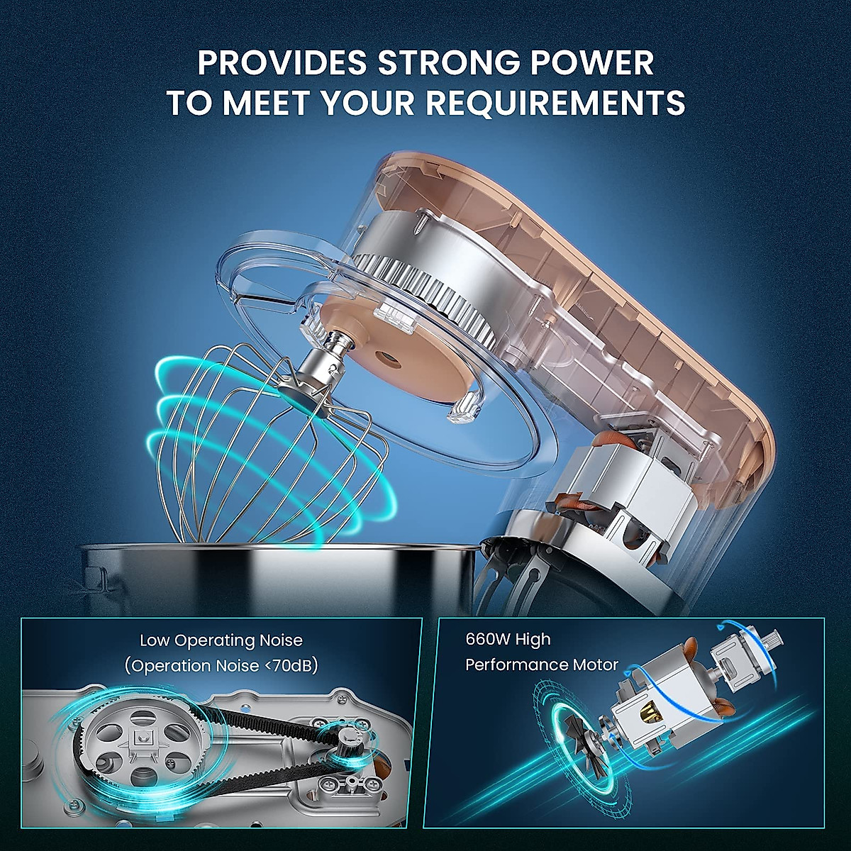 Stand Mixer 660w 6-Speed Food Mixer 7.5 QT Kitchen Electric Mixer Tilt-Head Dough Mixer with Dishwasher-Safe Dough Hooks,Beaters,Whisk & Stainless Steel Bowl