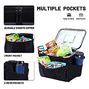MIER Large Lunch Box for Men, 18 Cans Soft Lunchbox Cooler Bag Insulated Lunch Bags for Adults Work Beach Travel, Top Flap & Multiple Pockets, Black