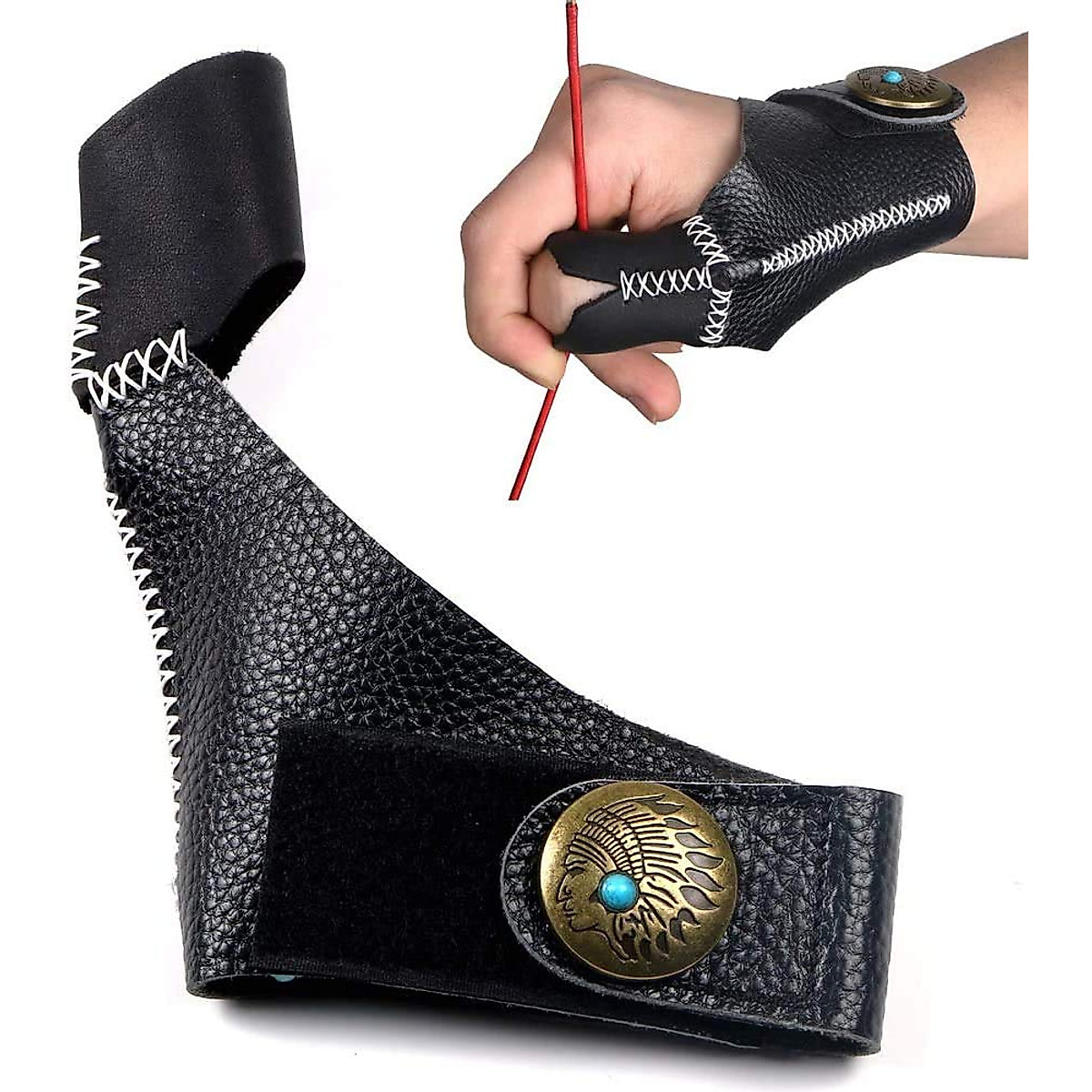 TOPARCHERY Leather Archery Glove and Finger Tabs Bundle