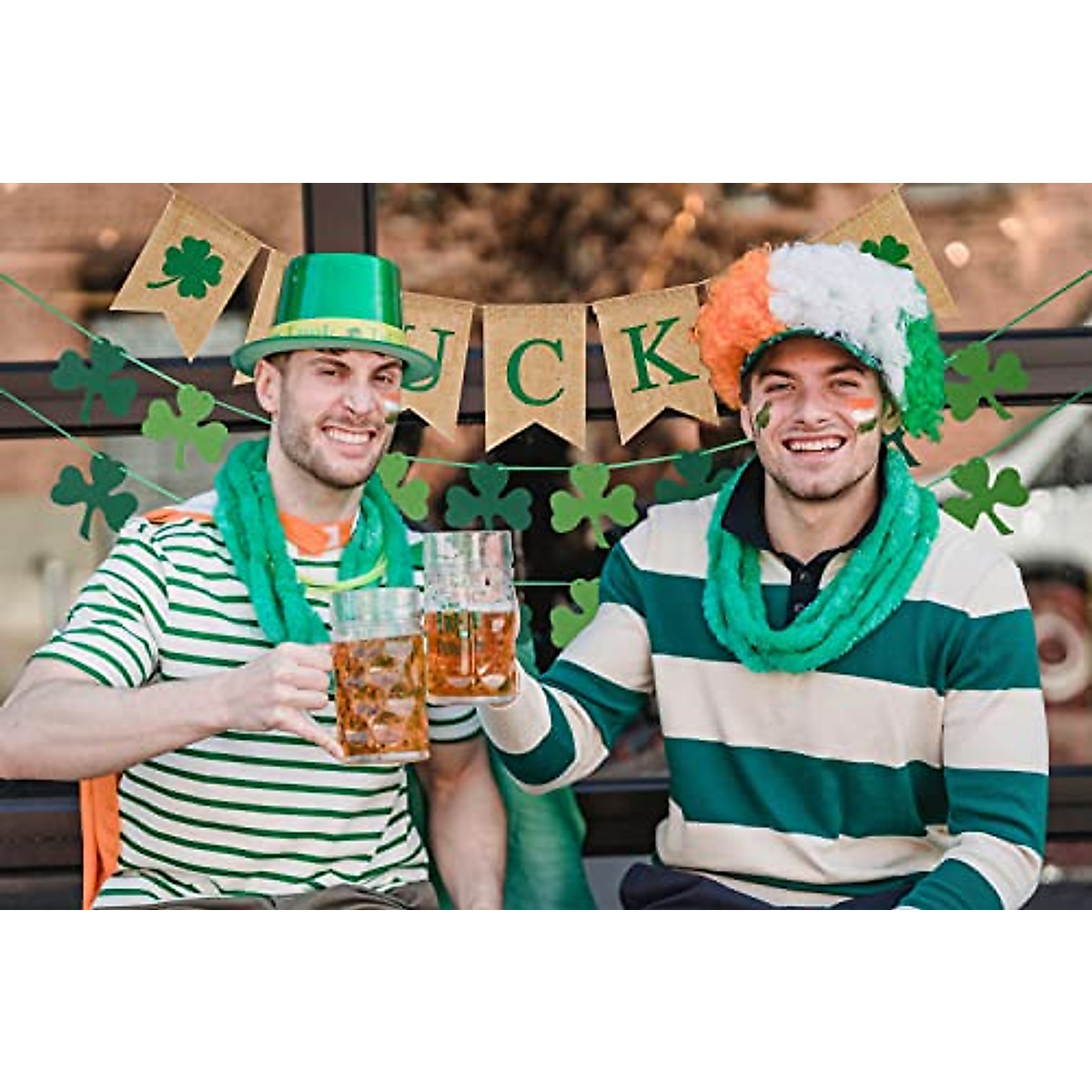 St Patricks Day Decorations, Irish Decor, Lucky Shamrock Garland Banner, for Holiday and Spring Felt – 3PC…