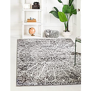 Unique Loom Sofia Collection Area Rug - Grace (5' 1" x 8', Dark Gray/ Gray)