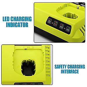 Energup Replacement 2Port P117 Dual Chemistry 18V Battery Charger for Ryobi 18V Battery ONE+ P117 P118 for Ryobi 18V Max Lithium NiCd Battery P100 P102 P103 P105 P107 P108 Ryobi Battery Charger