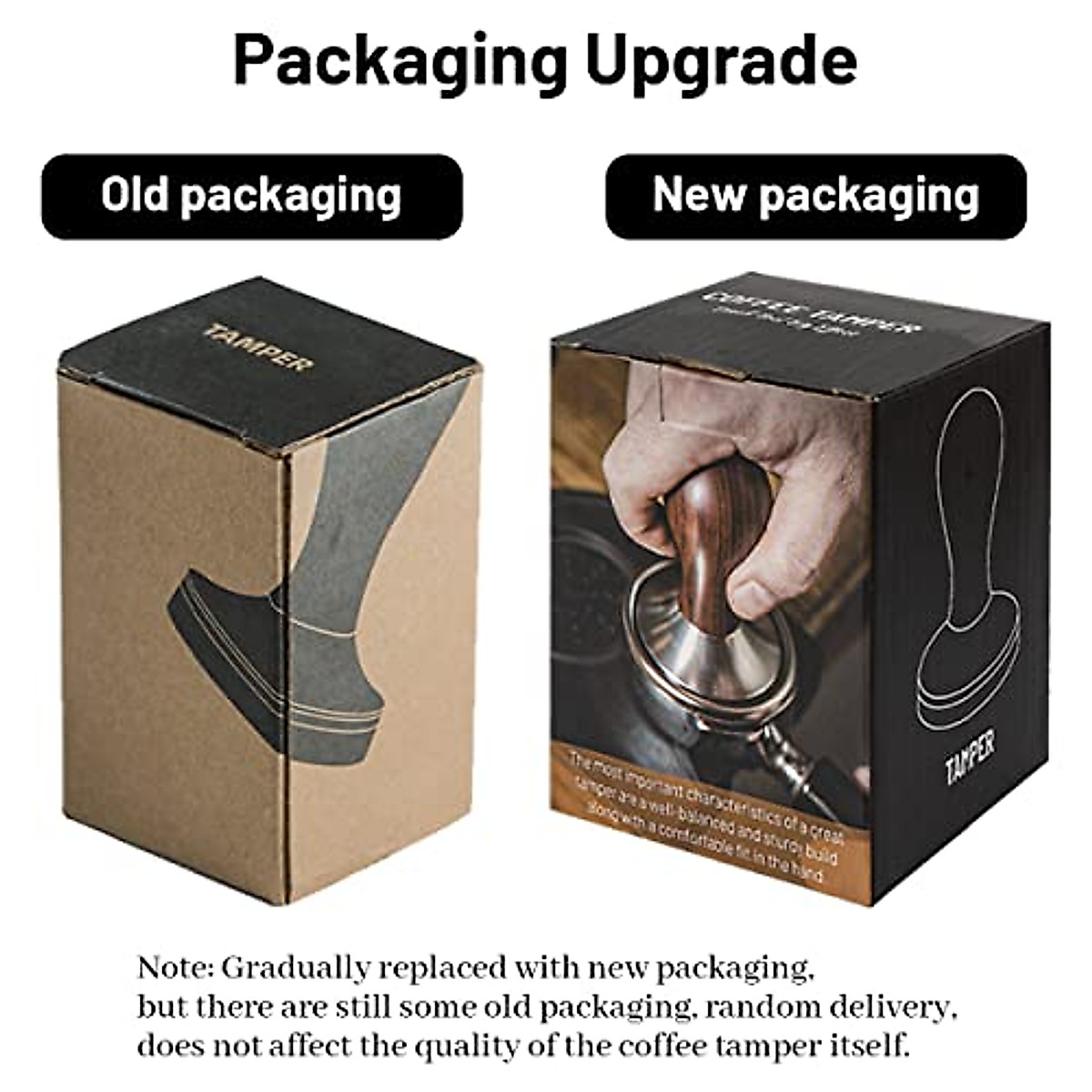 Coffee Tamper Espresso Press with Tamper Mat 304 Stainless Steel Flat Base Wooden Handle for Coffee Grounds Barista Espresso Machines Accessory (51MM)