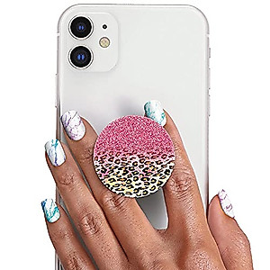 4 Pack Cell Phone Stand，Multi-Function Cellphone Foldable Finger Grip Holder for Smartphone and Tablets - Rose Gold Marble Pink Leopard