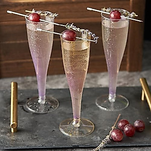 MATANA 120 Silver & Gold Glitter Plastic Champagne Flutes, 5 Oz Plastic Champagne Glasses for Parties, Clear Plastic Toasting Glasses, Mimosa Glasses, Wedding Party Cocktail Cups, Reusable | Bulk Pack