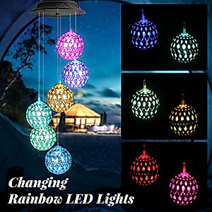 Yard Decor Lights, Solar Wind Chimes, Hanging Solar Lights Ball Wind Chimes,2023 Gifts for Women/Mom/Grandma/Wife/Daughter/Sister/Aunt, Birthday Gifts,Gardening Gift for Christmas,Outdoor Decorations