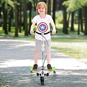 Swing Scooter, casulo Swing Wiggle Scooter, Foldable Wiggle Scooter 3-Level Adjustable | 3 Wheels Self Push Kids Scooter for Boys &Girls Age 5+ [US Stock] (Green)