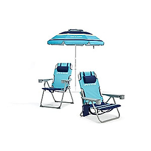 Life is Good Backpack Lawn Chair, Silver Frame (Set of 2) (Blue Turtle + Blue Turtle)