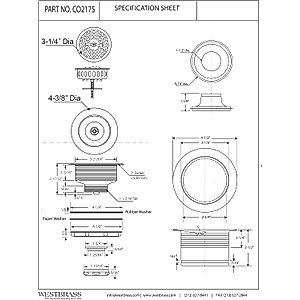 Westbrass CO2175-50 Combo Pack 3-1/2" Wing Nut Twist Style Large Kitchen Sink Basket Strainer and Waste Disposal Drain Flange with Stopper, Powder Coat Whte
