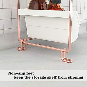 kaileyouxiangongsi 2-Tier Cosmetic Storage Shelf, Bathroom Countertop Organizer, Vanity Tray Cosmetic & Makeup Storage, Corner Storage Shelf,Spice Rack（Rose Gold）