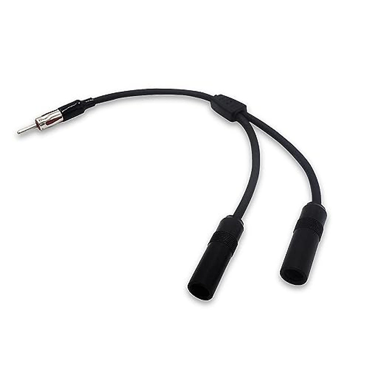 ZKFAR 1 PC Car AM FM Radio Antenna Cable, Antenna Adapter, Radio Antenna Extension Cable One Male to Two Females, Suitable for Most Car Antenna Media Receiver Players Accessories (Black)