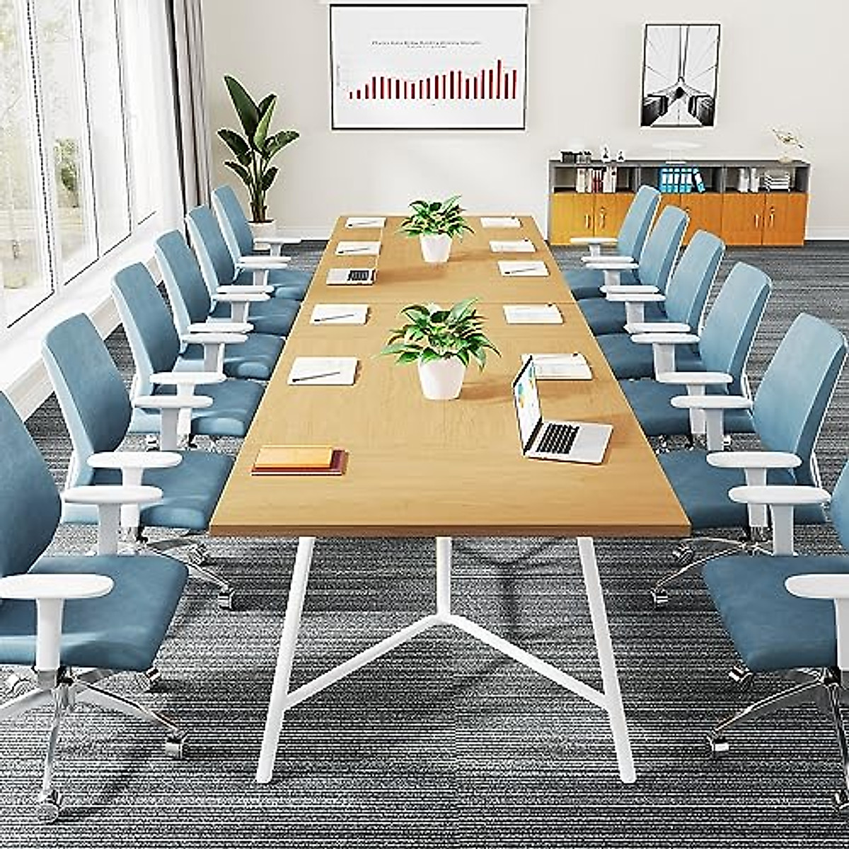 Tribesigns 6FT Conference Table for 6-8 People, Large Rectangular Meeting Room Table, Modern Seminar Table Boardroom Desk with Metal Frame for Office Conference Room, 70.86" L x 31.49" W x 29.52" H