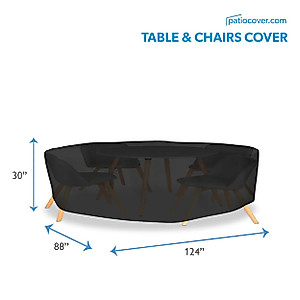 Patio Extra Large Waterproof Round Oval Table & Chair Cover - Outdoor Patio Table Chair Combo Washable - Heavy Duty Furniture 600 Denier Polyester