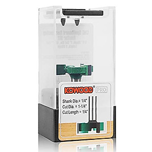 CNC Spoilboard Surfacing Router bit, 1/4'' Shank, 1-1/4'' Cut Dia, 1/4'' Cut Length, 3 Wings, Professional Woodworking Tools by KOWOOD PRO